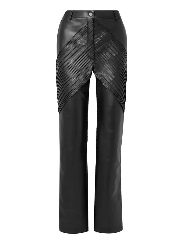 PETER DO Paneled Leather Straight-leg Trousers - Black