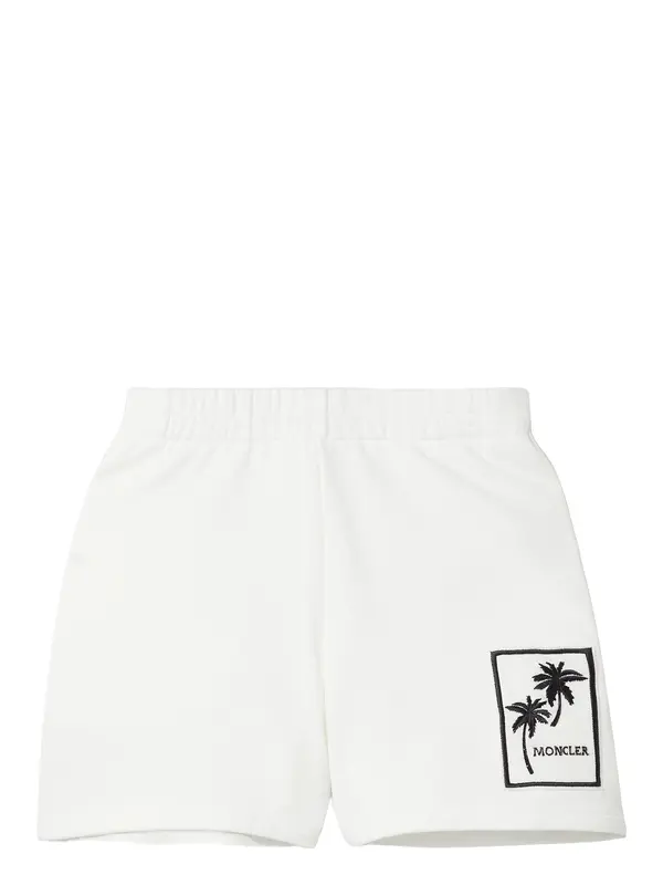 Moncler Embellished Appliquéd Cotton-jersey Shorts - White