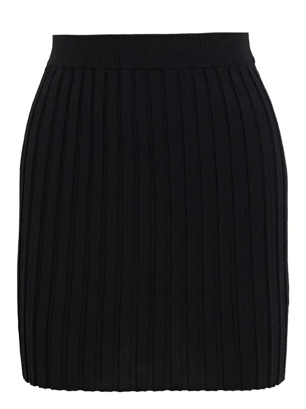 Helmut Lang Ribbed Wool Mini Skirt - Black