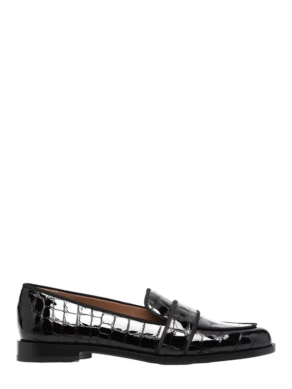 AQUAZZURA Martin Snakeskin Loafers - Black