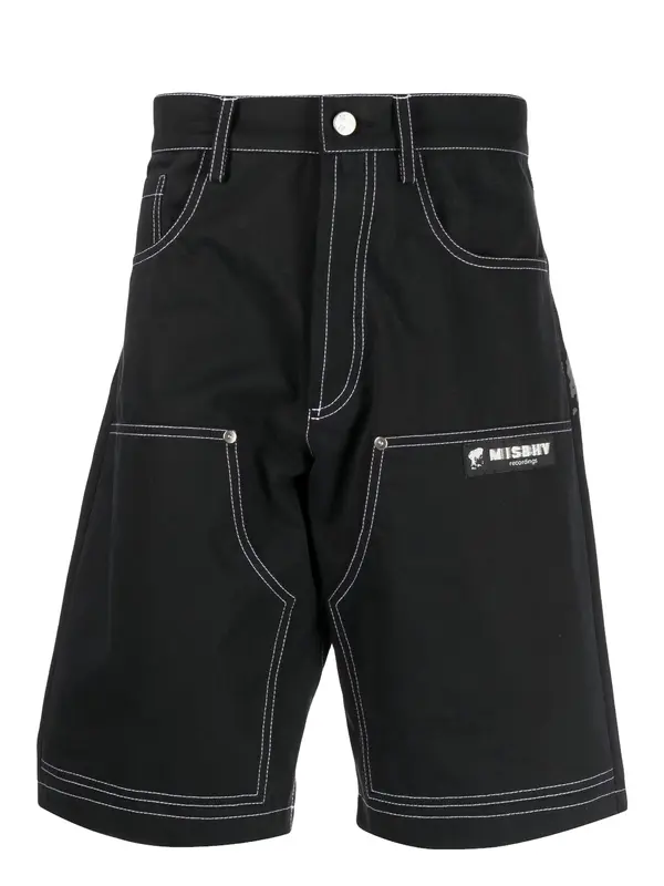 MISBHV Contrast-stitched Straight-leg Shorts - Black