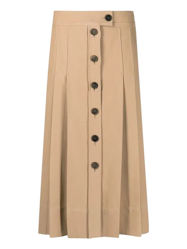 FERRAGAMO Buttoned-up Pleated Skirt - Neutrals