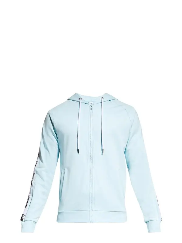 Moschino Logo-tape Zip Hoodie - Light Blue