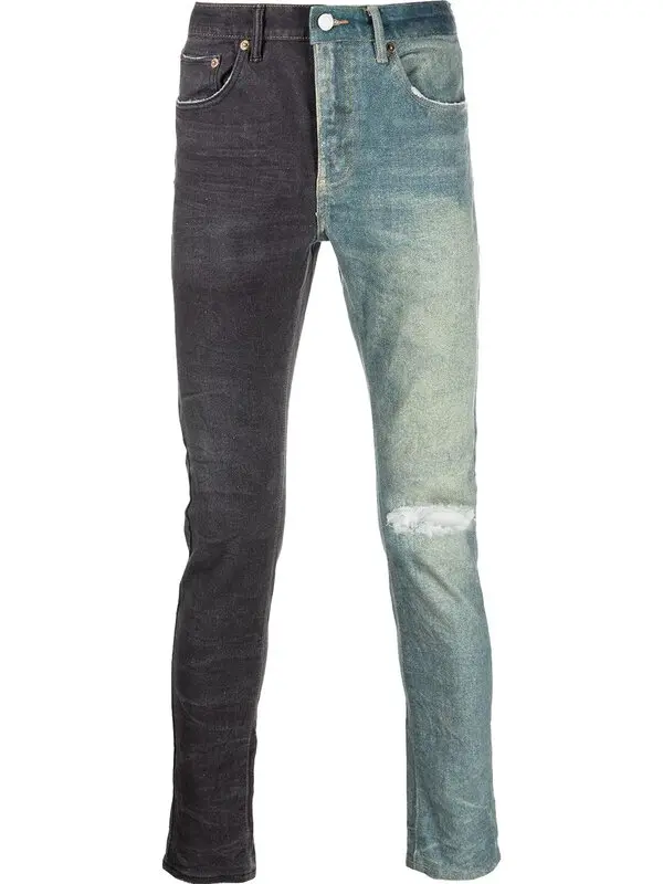 PURPLE BRAND Two-tone Distressed Jeans - Blue