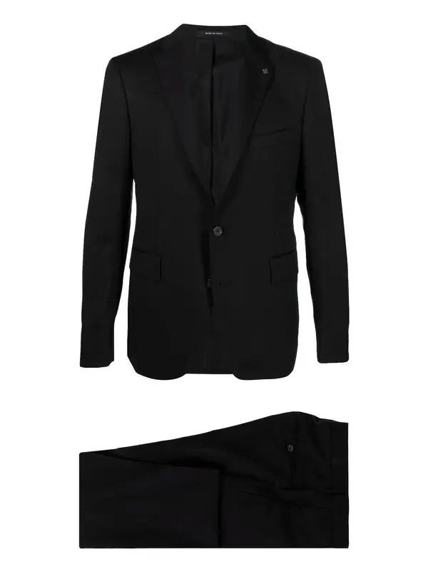 Tagliatore Fitted Single-breasted Suit - Black