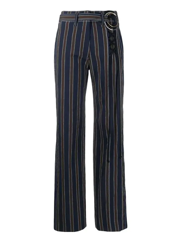 Tory Burch High-waisted Stripe-pattern Trousers - Blue