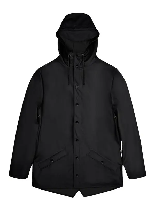 Rains Snap-front Hooded Rain Jacket - Black