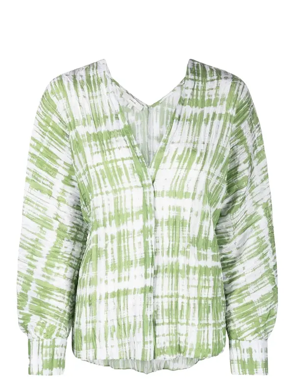 Vince Tie-dye Long-sleeve Silk Blouse - Green