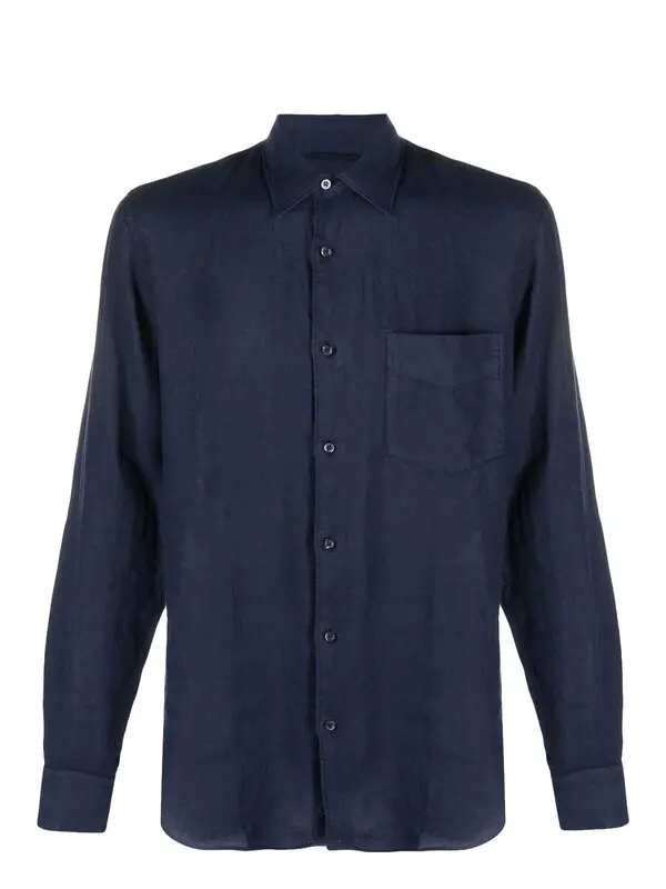 Aspesi Pointed-collar Long-sleeved Shirt - Blue