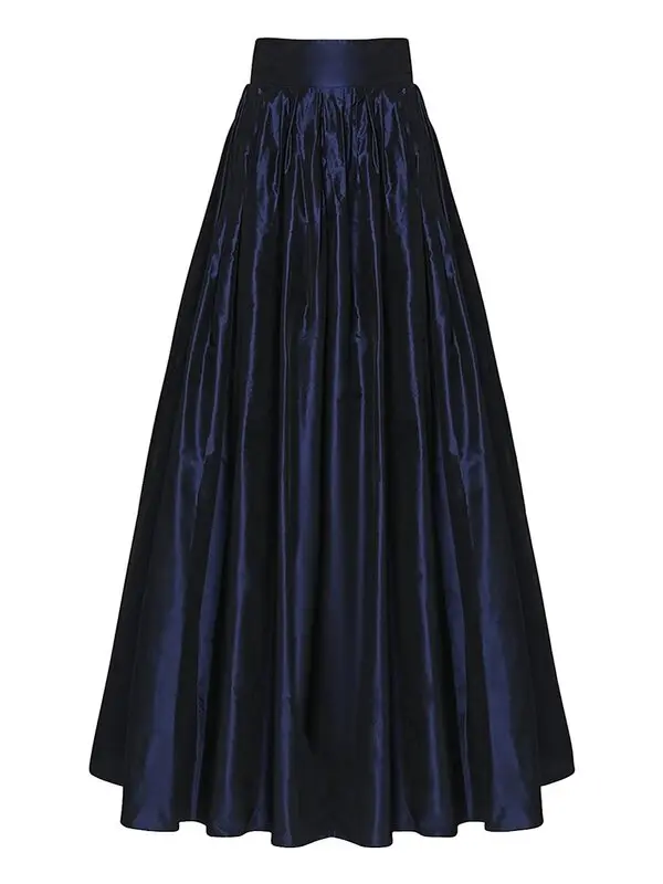 Carolina Herrera Pleated Silk Ball Skirt - Dkblue