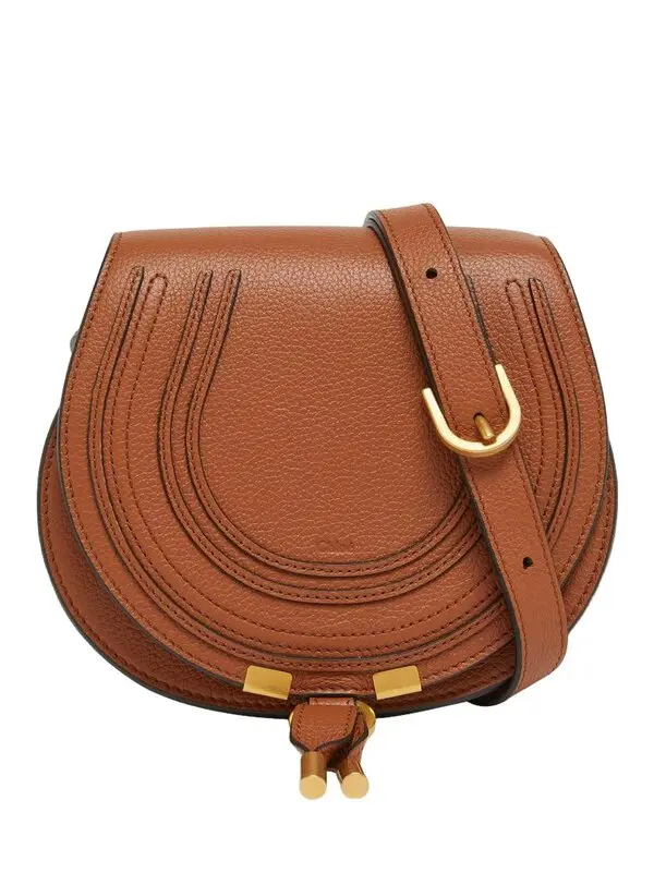 Chloé Marcie Small Crossbody Bag In Grained Calfskin - Tan
