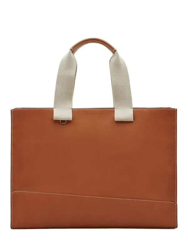 Il Bisonte Large Leather Tote Bag - Natural
