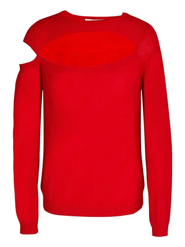 Michelle Mason Cutout Merino Wool Sweater - Red