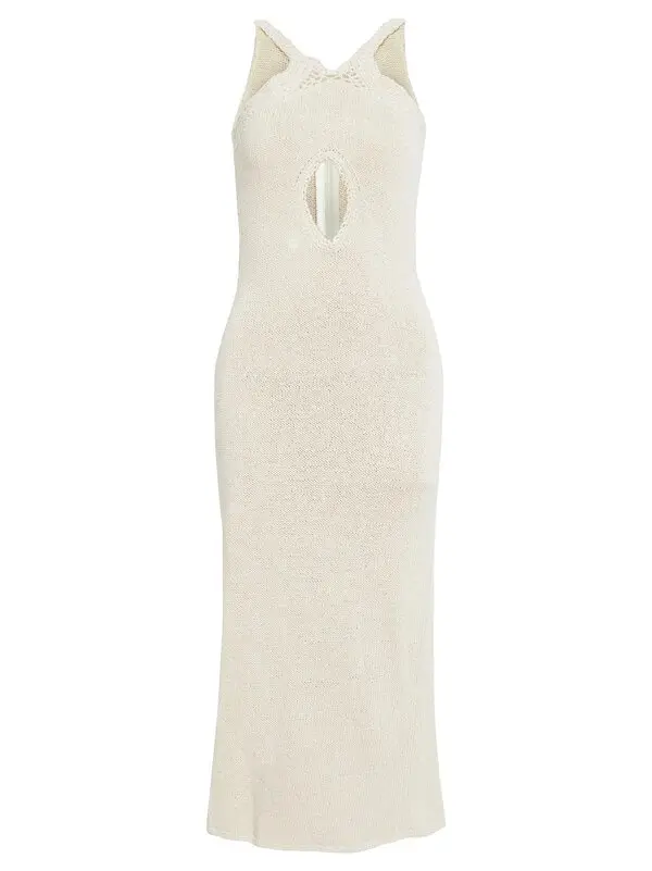 Magda Butrym Crochet-trimmed Cotton-blend Midi Dress - Cream