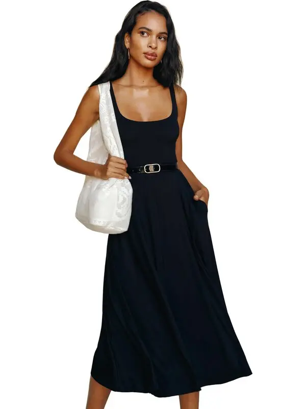 REFORMATION Rou Knit Midi Dress - Black