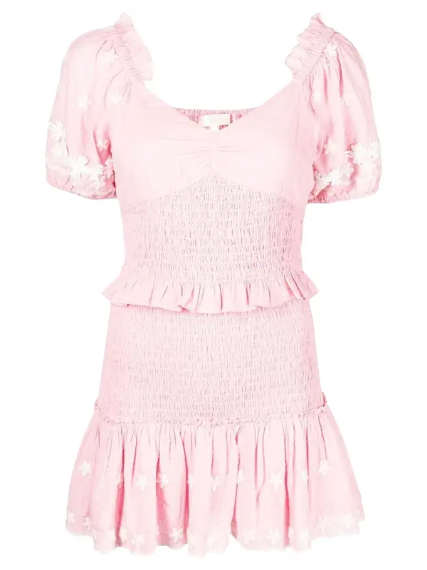 LoveShackFancy Jarraj Smocked-detail Dress - Pink