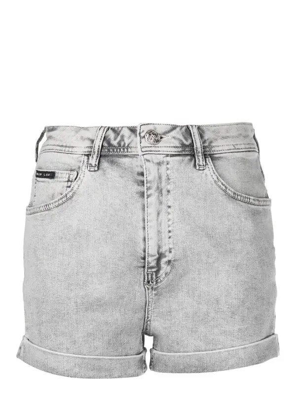 Philipp Plein Denim Short Shorts - Grey