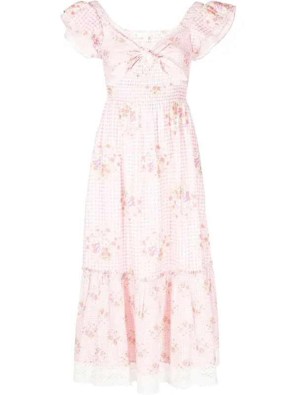 LoveShackFancy Emeka Midi Dress - Pink