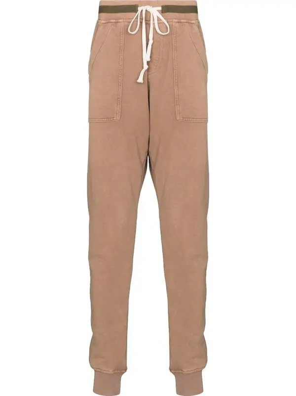 GREG LAUREN Drawstring Cotton Track Pants - Brown