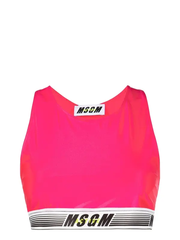 MSGM Logo-print Cropped Top - Pink