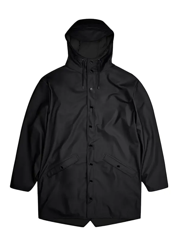 Rains Long Snap-front Jacket - Black