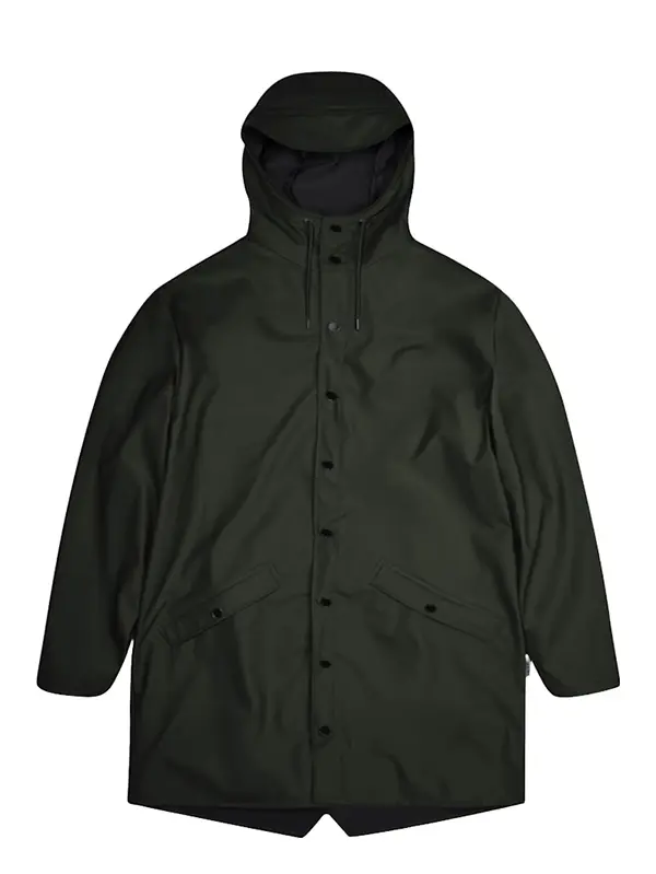 Rains Long Snap-front Jacket - Green