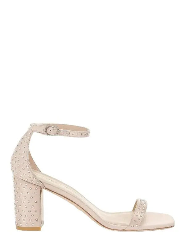 STUART WEITZMAN Nearlynude Satin Studded Sandals - Adobe