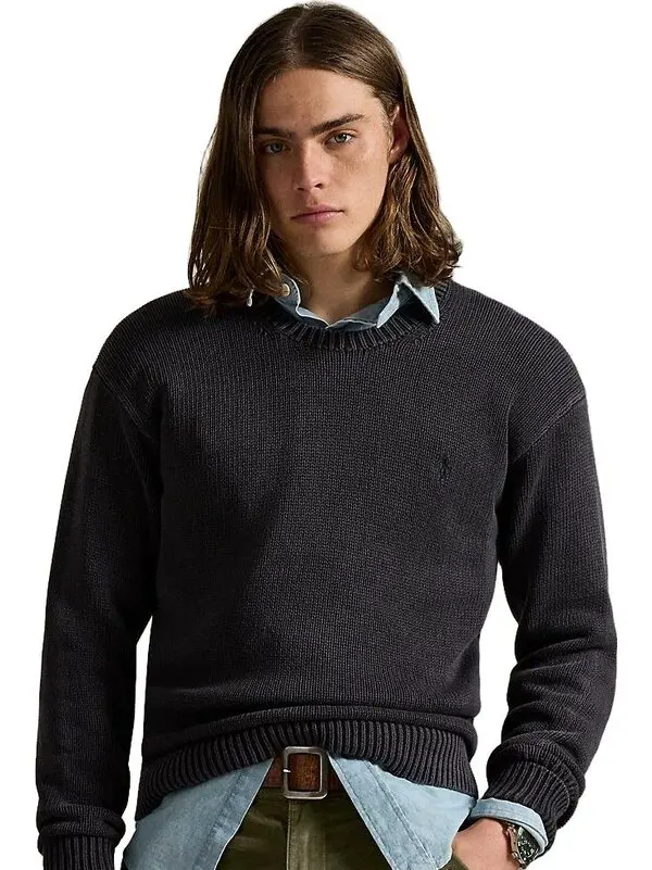 Ralph Lauren Garment-dyed Cotton Sweater - Polo Black