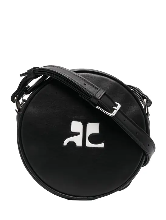 COURREGES Logo-embossed Rounded Crossbody Bag - Black
