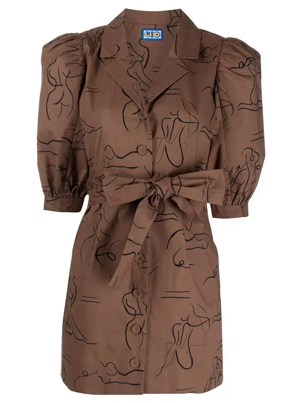 Lhd Illustrative-print Casitas Mini Dress - Brown