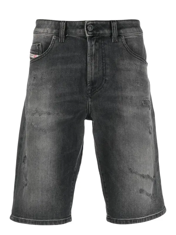 DIESEL Washed-effect Denim Shorts - Black