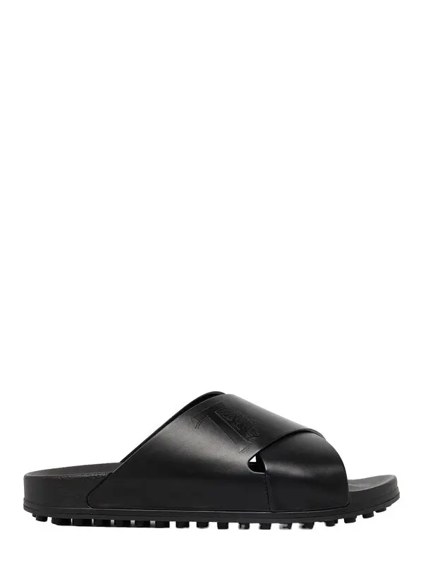 TOD'S Logo-debossed Leather Slides - Black