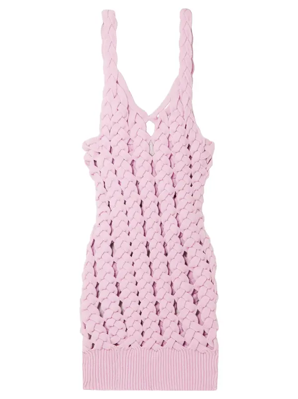 ISA BOULDER Crochet-knit Mini Dress - Pink