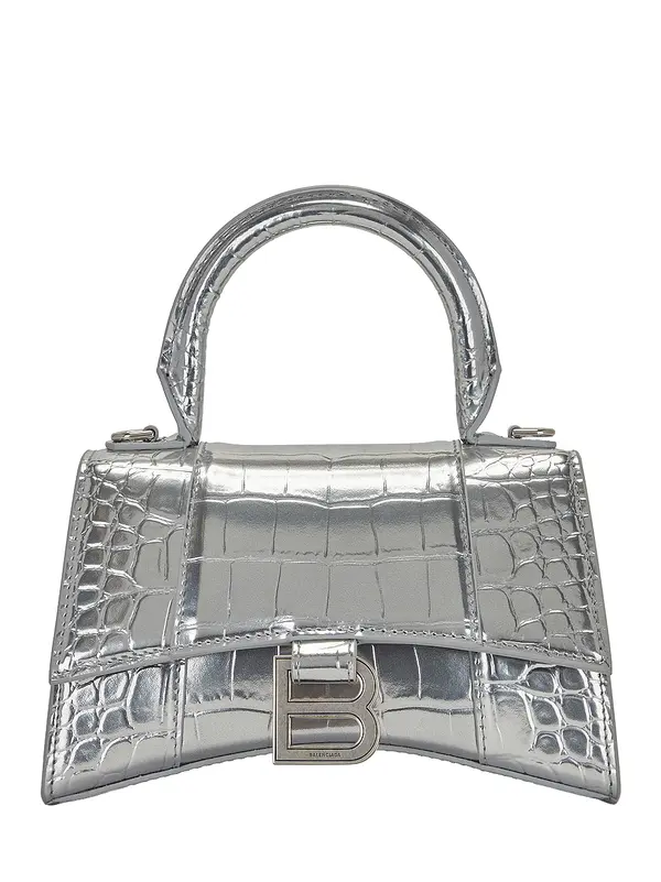 Balenciaga Xs Hourglass Top Handle Bag - Silver