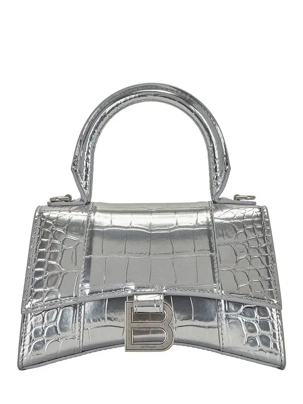 Balenciaga Xs Hourglass Top Handle Bag - Silver