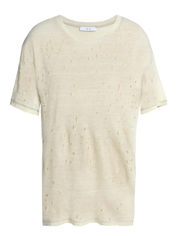 IRO PARIS Orlana Distressed Linen T-shirt - Ivory