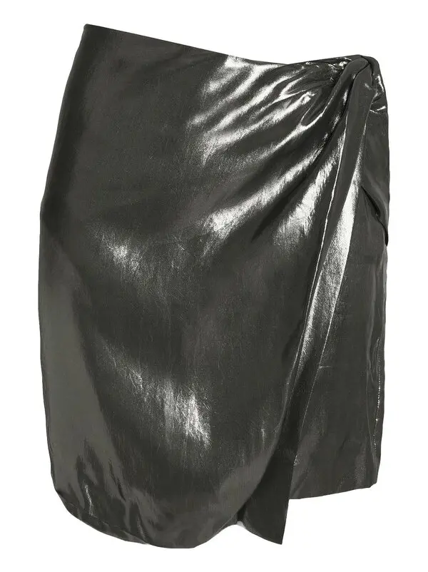 IRO PARIS Shanina Wrap-effect Lamé Mini Skirt - Gunmetal
