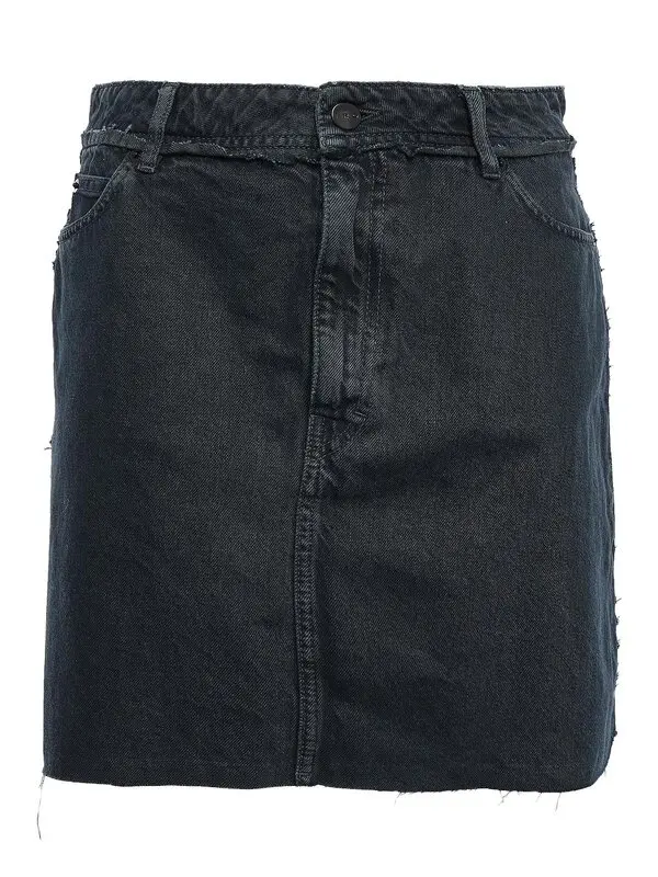 IRO PARIS Cafe Frayed Denim Mini Skirt - Navy