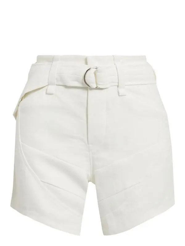 IRO PARIS Ouna Belted Linen-cotton Blend Shorts - Ivory