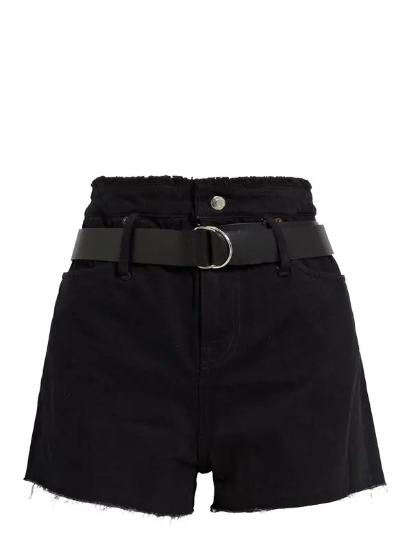 IRO PARIS Magnetic Belted Shearling-trimmed Denim Shorts - Black