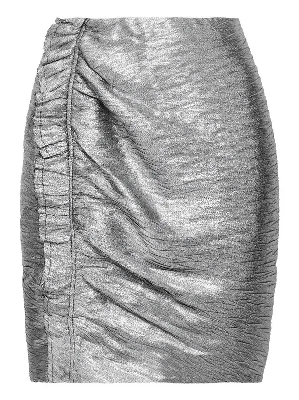 IRO PARIS Frisus Lamé Mini Skirt - Silver