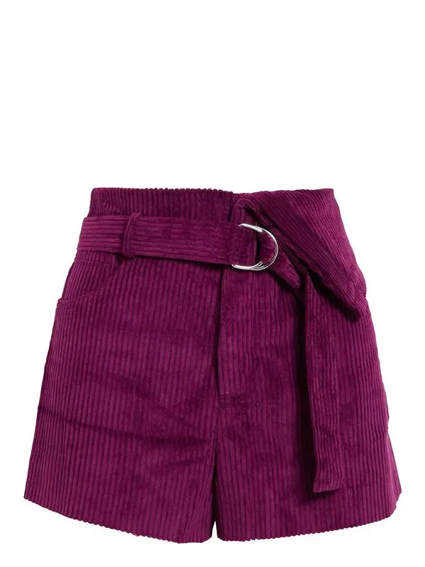 IRO PARIS Belted Cotton-blend Corduroy Shorts - Violet