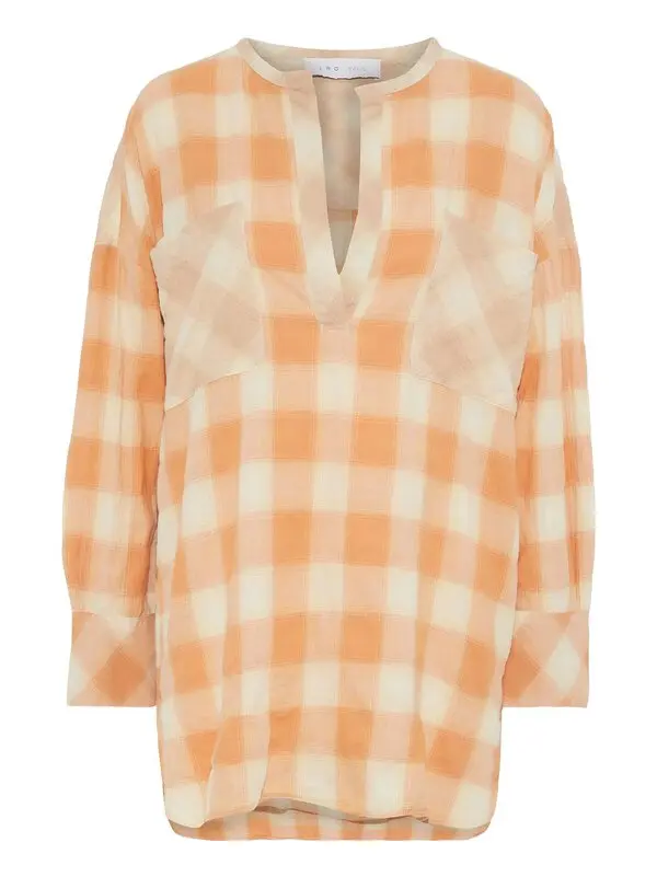 IRO PARIS Mayra Checked Cotton-blend Flannel Shirt - Orange