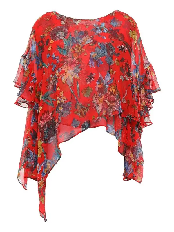 IRO PARIS Floral-print Silk-georgette Blouse - Red