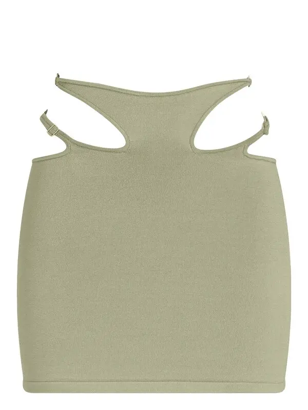 DION LEE Stretch-ponte Mini Skirt With Cutouts - Sage Green