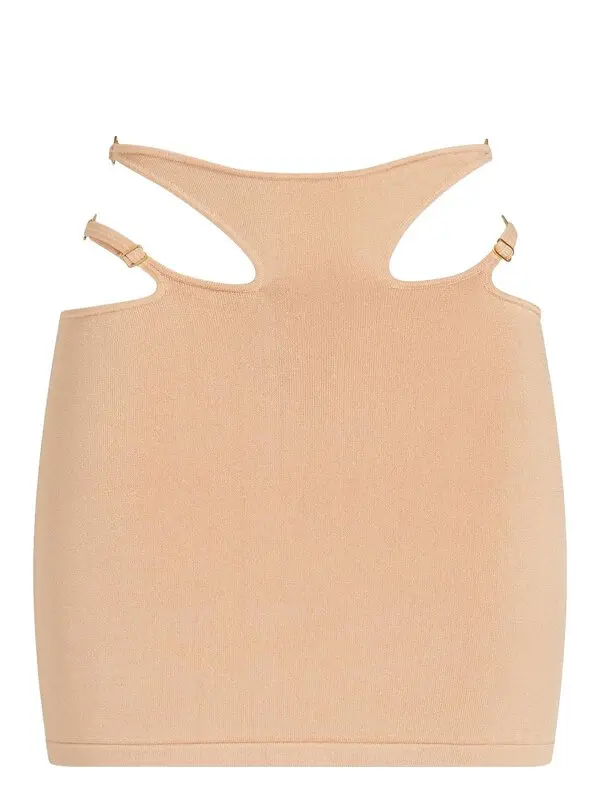 DION LEE Stretch-ponte Mini Skirt With Cutouts - Sand