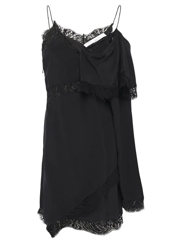 IRO PARIS Haven Chantilly Lace-trimmed Silk Crepe De Chine Mini Dress - Black
