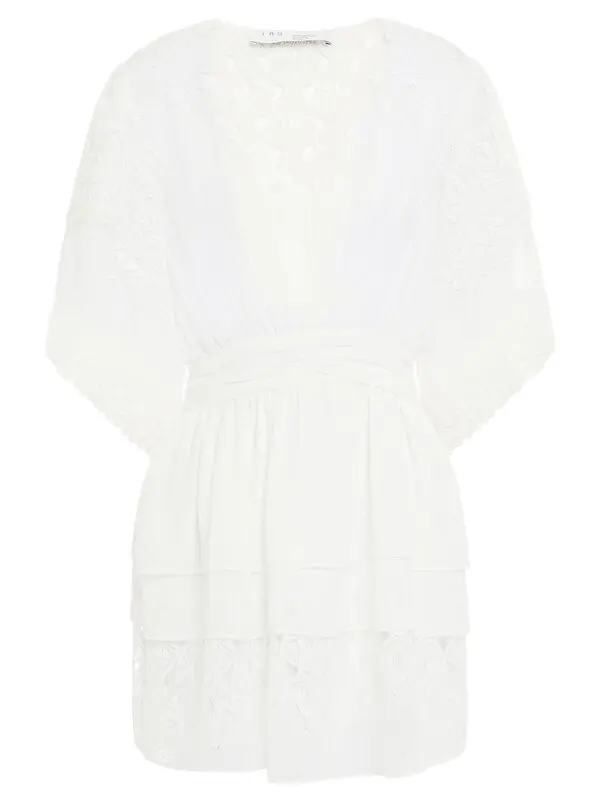 IRO PARIS Mioua Tiered Crochet-paneled Georgette Mini Dress - White
