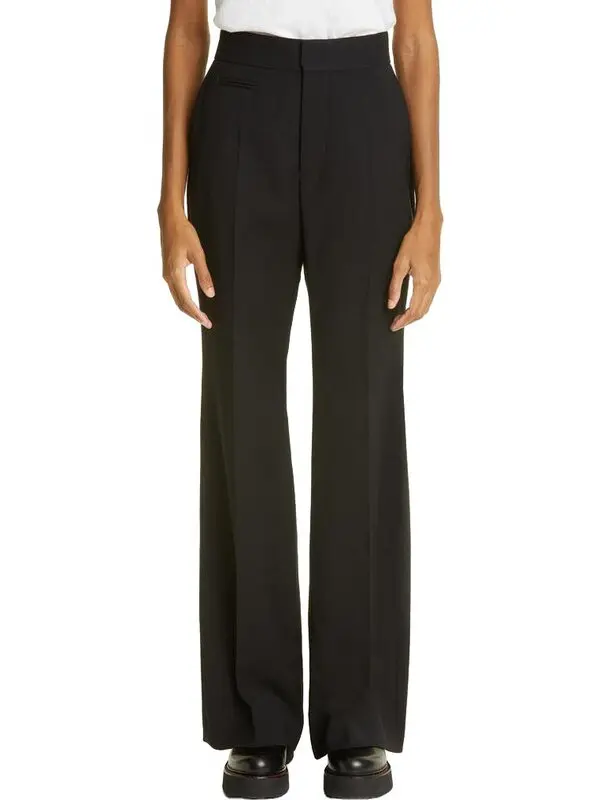 AMBUSH High Waist Flare Leg Wool Pants - Black