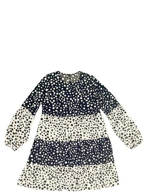 NIKKI LUND Patchwork Dot Babydoll Dress - Black